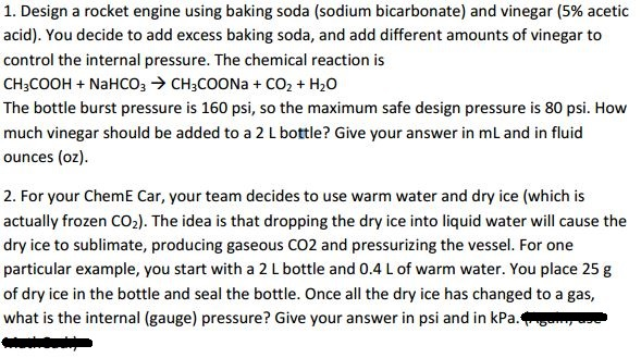 Solved Design a rocket engine using baking soda (sodium | Chegg.com