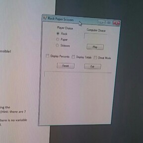 Solved I am trying to create a rock paper scissors game | Chegg.com