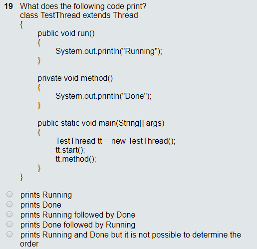 Solved 19 What does the following code print? class | Chegg.com