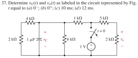 Solved 37. Determine vC) and vo as labeled in the circuit | Chegg.com