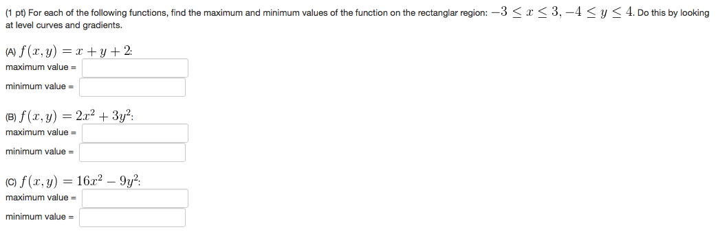 For each of the following functions, find the maximum | Chegg.com