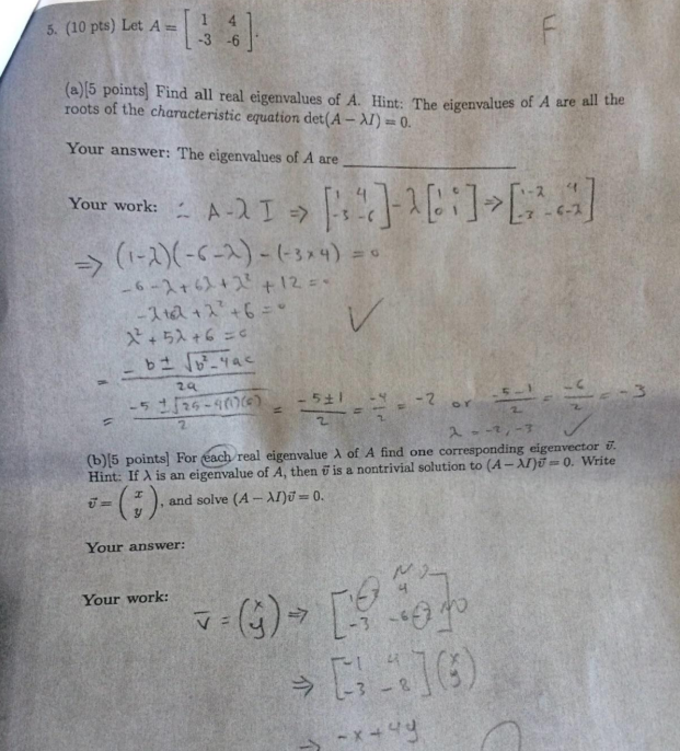 Solved 5. (10 pts) Let A- 4 3 -6 (a)5 points) Find all real | Chegg.com