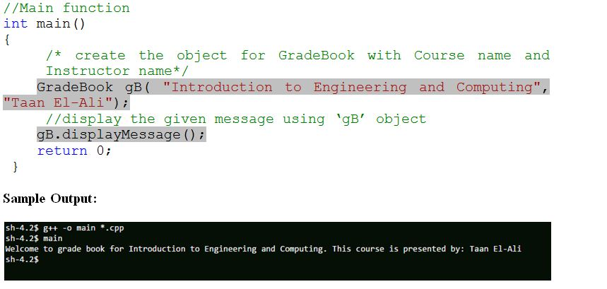 (Solved) - (Modifying Class GradeBook) Modify class GradeBook as ... (Solved) - (Modifying Class GradeBook) Modify class GradeBook as ...