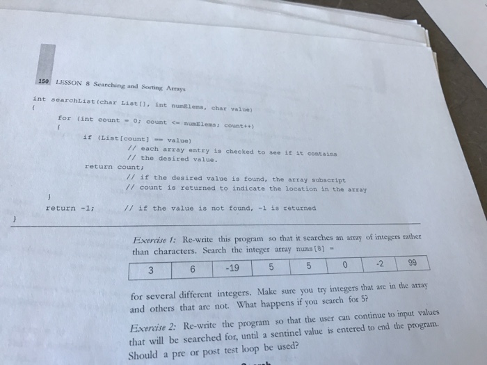 Solved LESSON8 LAB 8.1 Working with the Unear Search Bring | Chegg.com