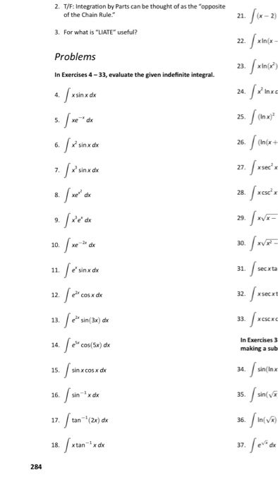 Solved 2. T/F: Integration by Parts can be thought of as the | Chegg.com