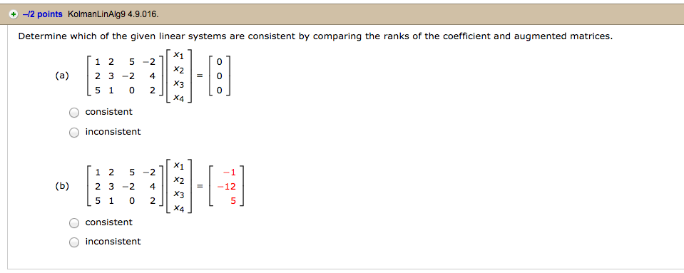 Solved Determine which of the given linear systems are | Chegg.com