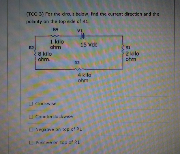 Solved (TCO 3) For the circuit below, find the current | Chegg.com