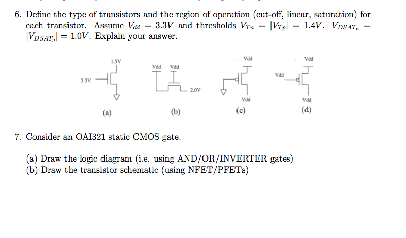 Solved 1. The figure below shows NMOS and PMOS devices with | Chegg.com