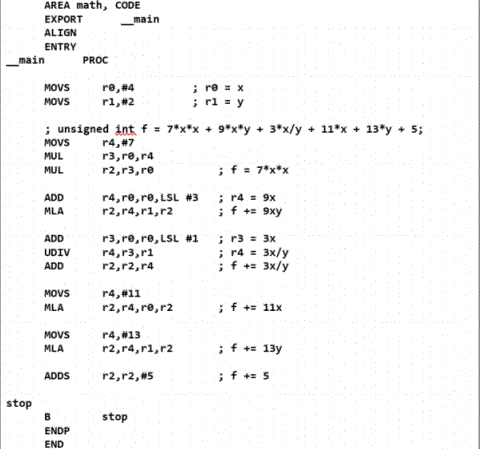 AREA math, CODE EXPORT ALIGN ENTRY main -main PROC | Chegg.com