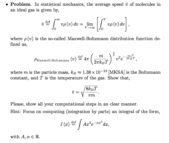 Solved » Problem. In statistical mechanics, the average | Chegg.com