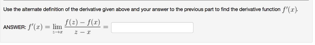 Solved Please answer all parts! An alternate definition | Chegg.com