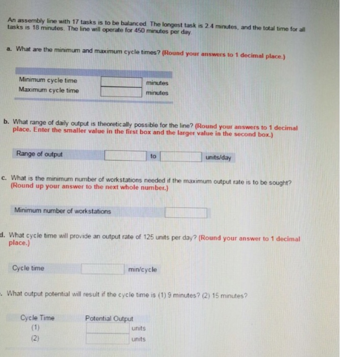 Solved An assembly line with 17 tasks is to be balanced. The | Chegg.com