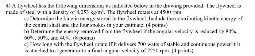 Solved 4) A flywheel has the following dimensions as | Chegg.com