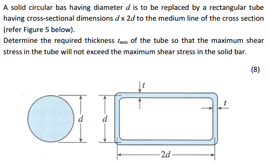 Solved A solid circular bas having diameter d is to be | Chegg.com