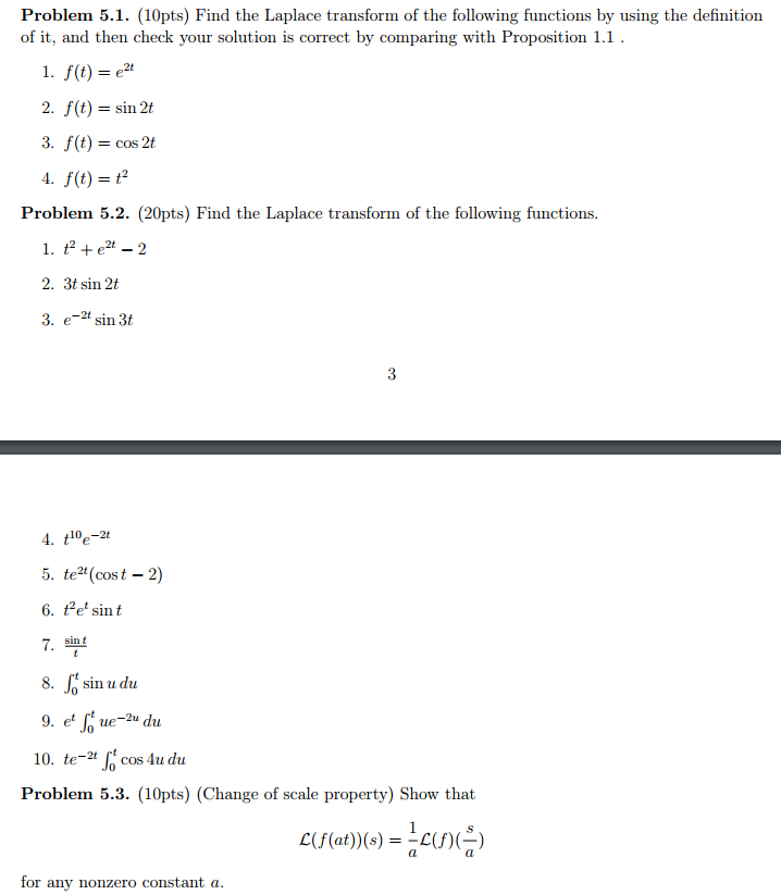 Solved Find the Laplace transform of the following functions | Chegg.com