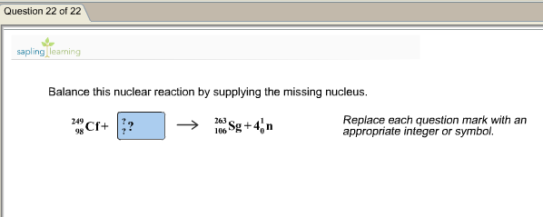 Solved Balance this nuclear reaction by supplying the | Chegg.com