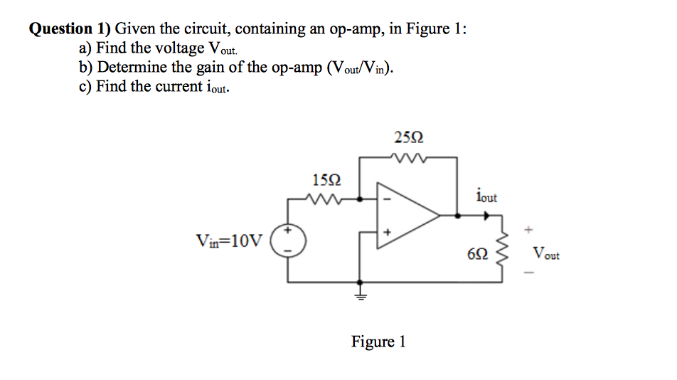 Solved Given the circuit, containing an op-amp, in Figure 1: | Chegg.com