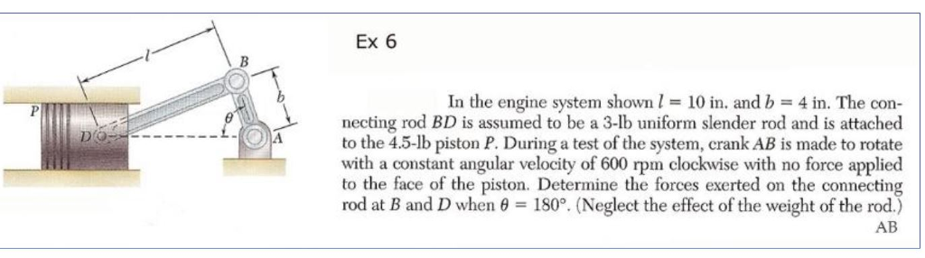 Solved In the engine system shown l = 10 in. and b = 4 in. | Chegg.com