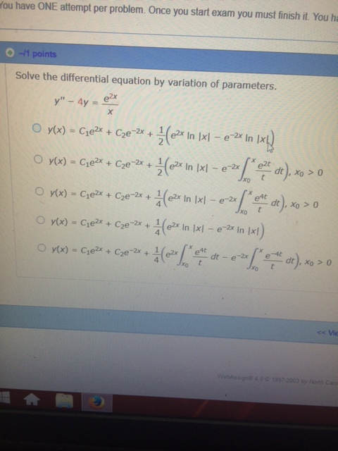 Solved Solve the differential equation by variation of | Chegg.com