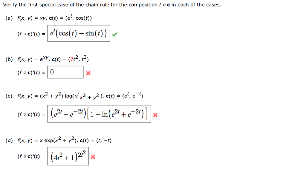 Solved Verify the first special case of the chain rule for | Chegg.com