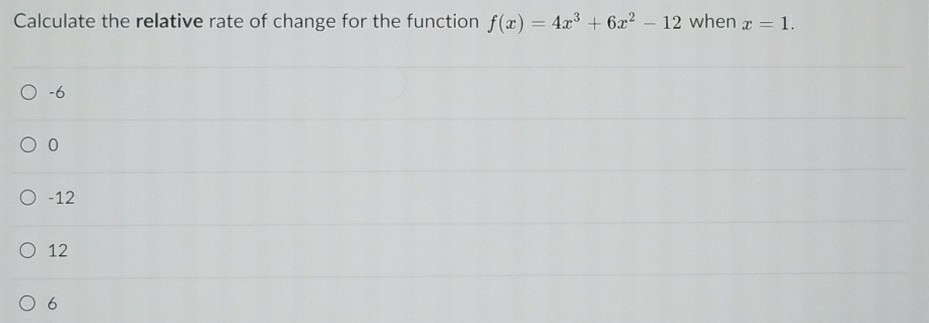 Solved Calculate the relative rate of change for the | Chegg.com