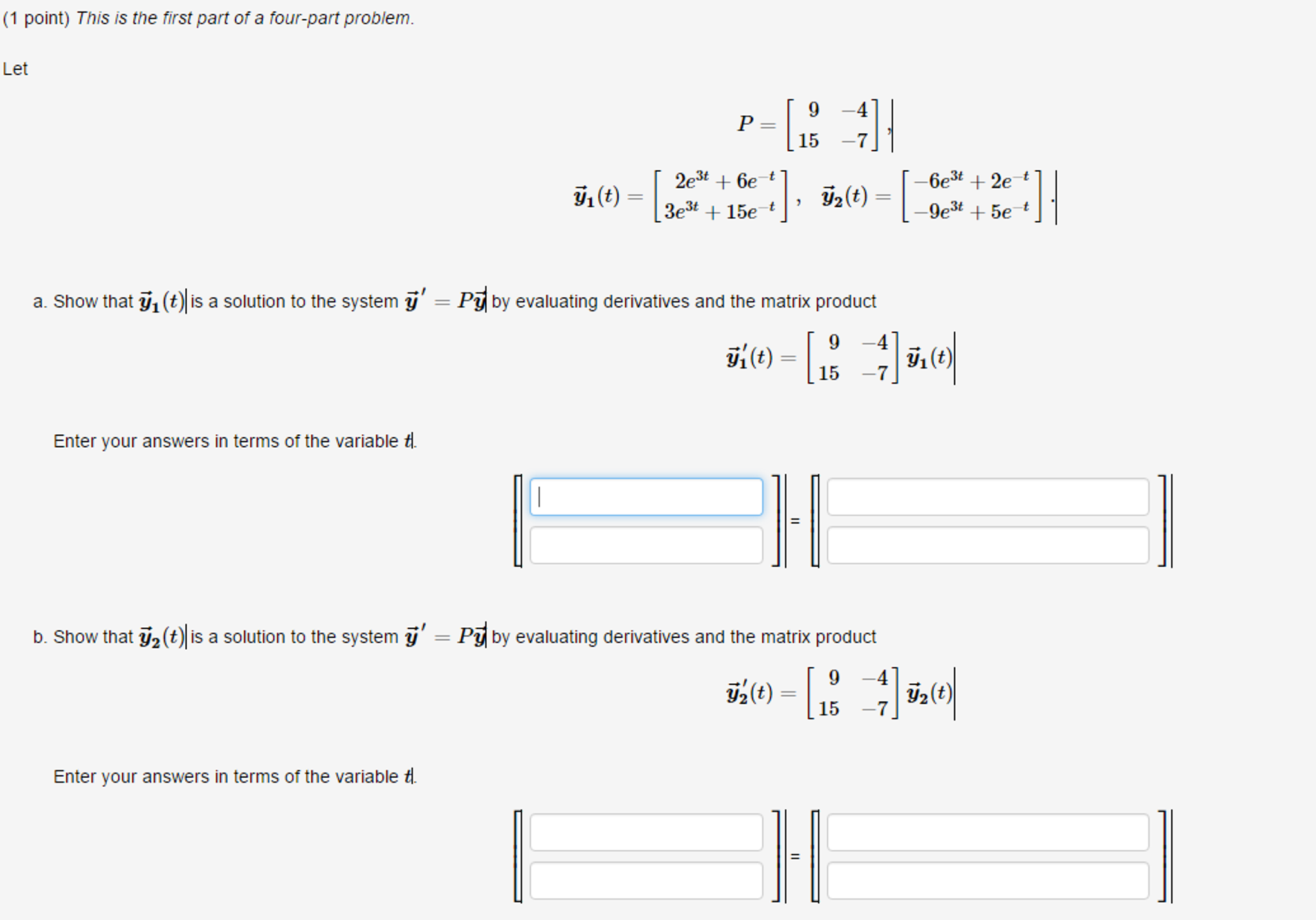 Solved This is the first part of a four-part problem. Let P | Chegg.com