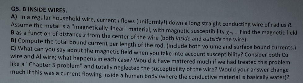 Solved In a regular household wire, current I flows | Chegg.com