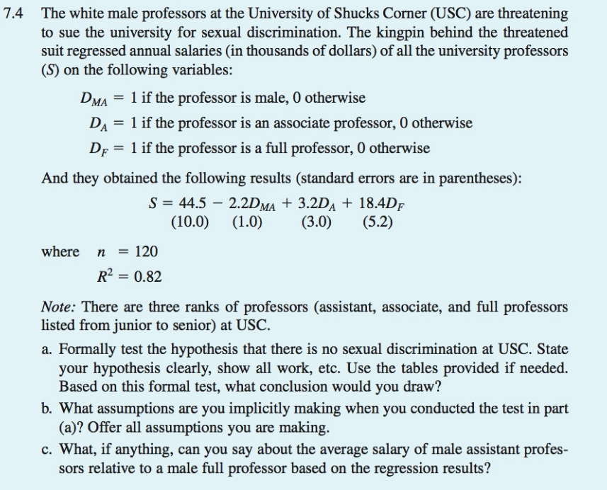 Solved 7.4 The white male professors at the University of | Chegg.com