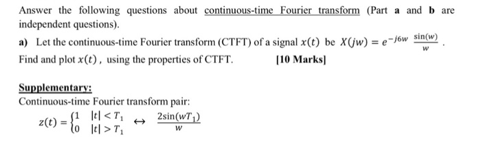 Solved Answer the following questions about continuous-time | Chegg.com