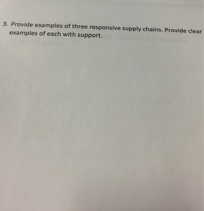 Solved Provide examples of three responsive supply chains. | Chegg.com