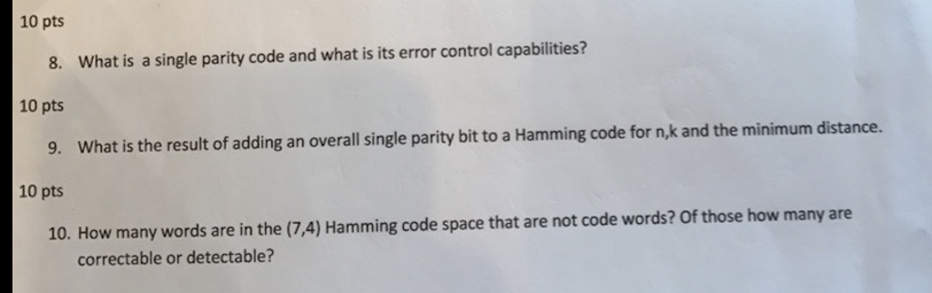 What is a single parity code and what is its error | Chegg.com