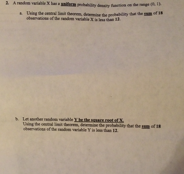 Solved A random variable X has a uniform probability density | Chegg.com