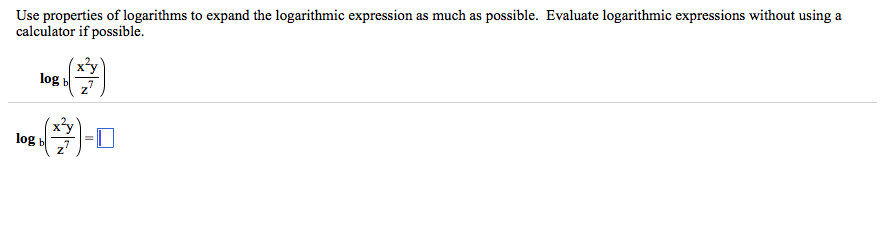 Solved Use properties of logarithms to expand the | Chegg.com