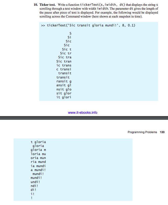 Solved 10. Ticker text. Write a function | Chegg.com