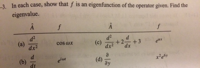 Solved 3. In each case, show that f is an eigenfunction of | Chegg.com