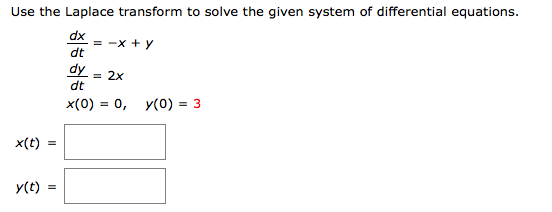 Solved Use the Laplace transform to solve the given system | Chegg.com