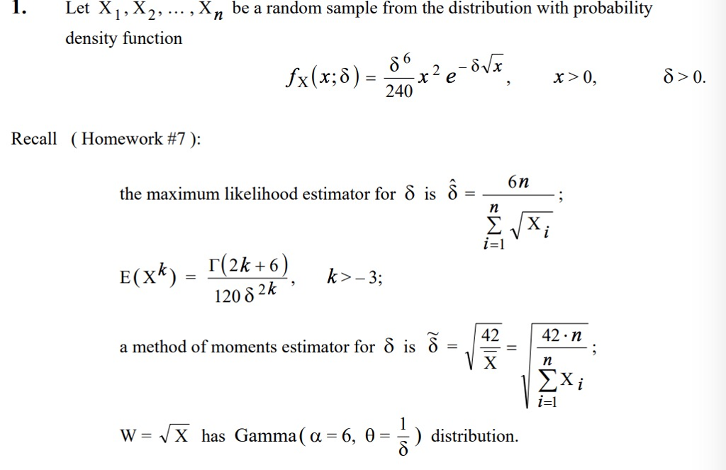Solved 1. , Xn be a random sample from the distribution with | Chegg.com