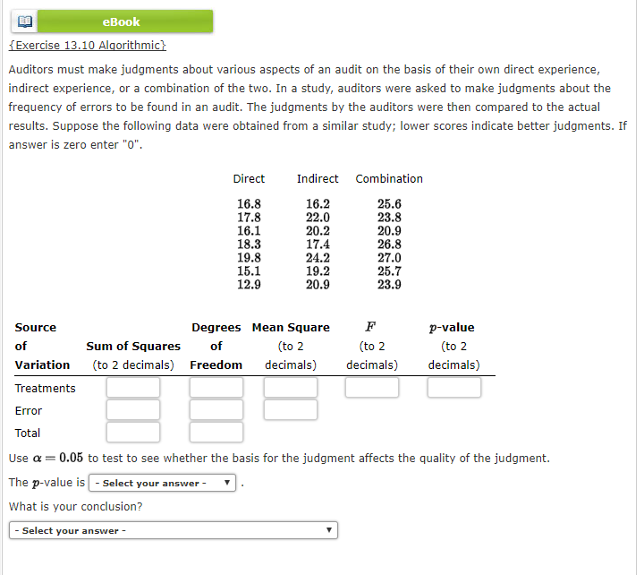 Solved eBook Auditors must make judgments about various | Chegg.com