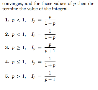 Solved Determine all the values of p for which the integral | Chegg.com
