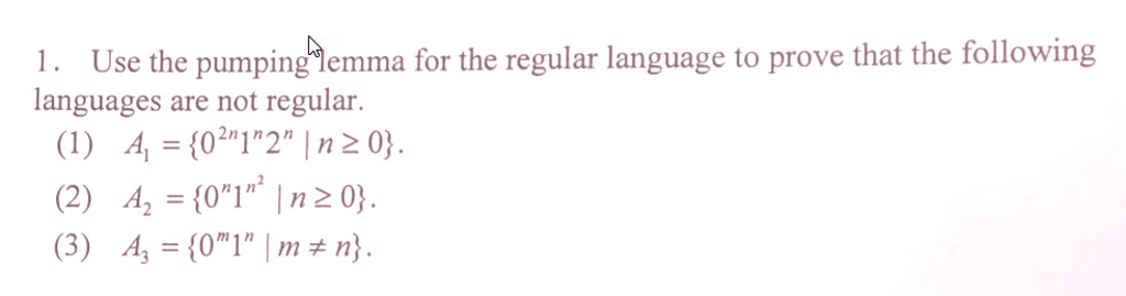 Solved Use the pumping lemma for the regular language to | Chegg.com