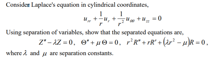 Solved Consider Laplace's equation in cylindrical | Chegg.com