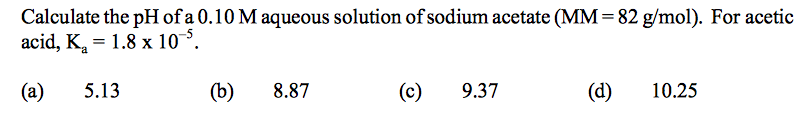 Solved Calculate the pH of a0.10 M aqueous solution of | Chegg.com