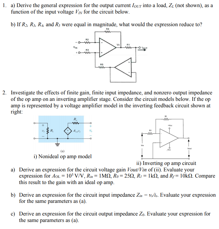 Solved 1. a) Derive the general expression for the output | Chegg.com