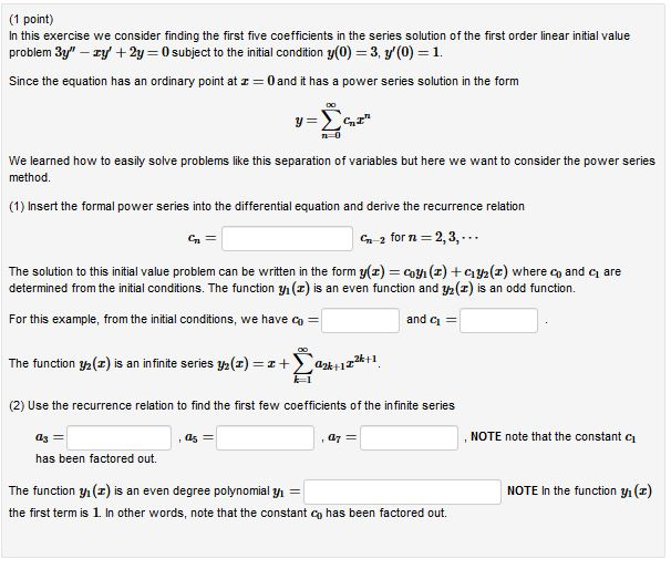 Solved (1 point) In this exercise we consider finding the | Chegg.com