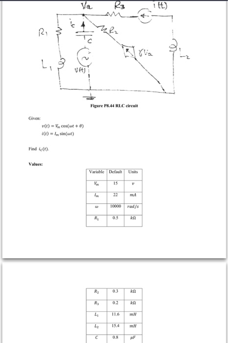 Solved Given: v(t) = V_m cos(omegat+theta) i(t)= I_m | Chegg.com