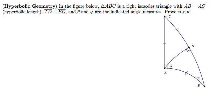 Solved (Hyperbolic Geometry) In the figure below, ?ABC is a | Chegg.com