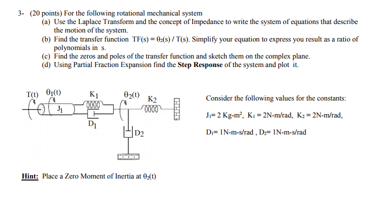 Solved For the following rotational mechanical system (a) | Chegg.com