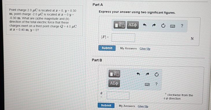 Solved Part A Point charge 2.0 μC is located at : 0, y-0.30 | Chegg.com