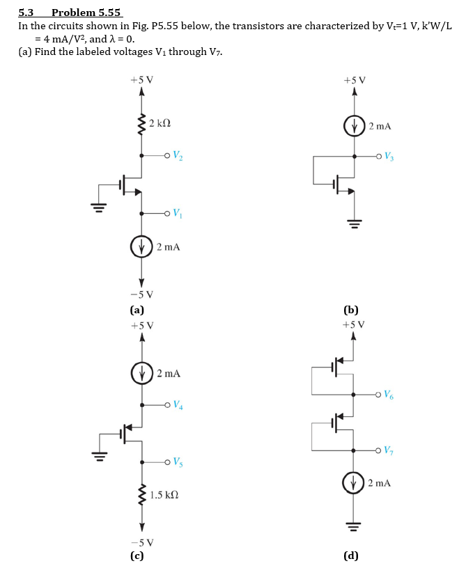 Solved In the circuits shown in Fig. P5.55 below, the | Chegg.com