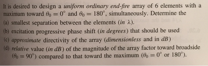 Solved It is desired to design a uniform ordinary end-fire | Chegg.com